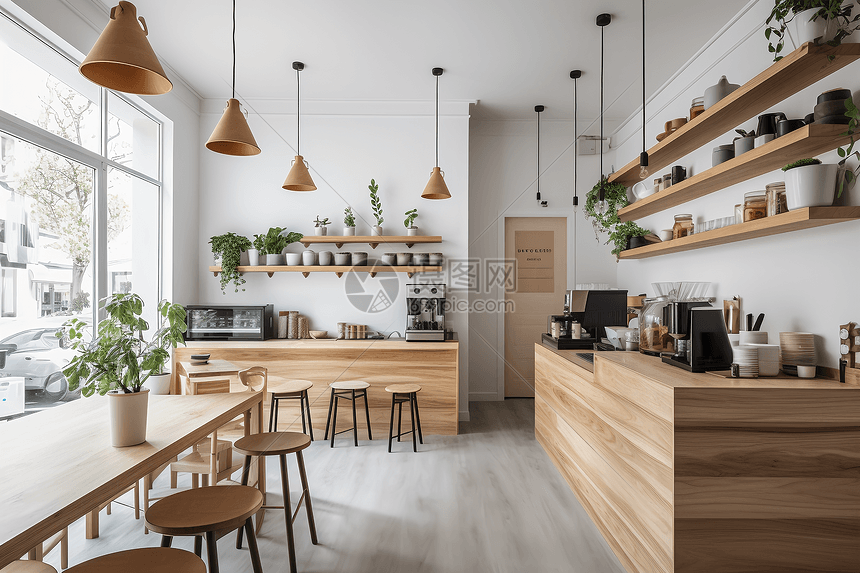 原木风格的咖啡店高清图片下载-正版图片600050188-摄图网