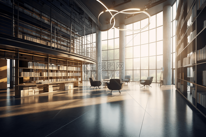 时尚而现代的图书馆高清图片下载-正版图片600050347-摄图网