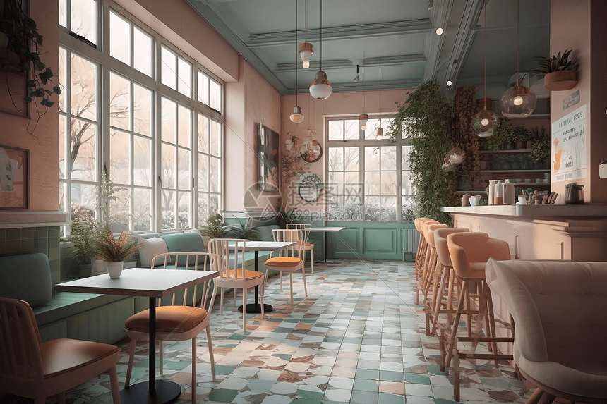 彩色元素的咖啡馆高清图片下载-正版图片600050636-摄图网
