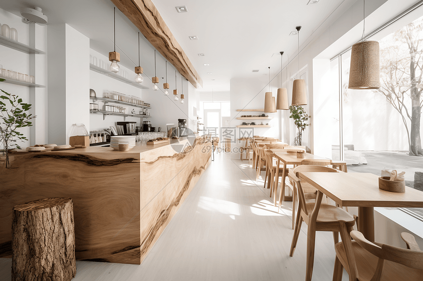 原木咖啡馆内部场景高清图片下载-正版图片600050923-摄图网