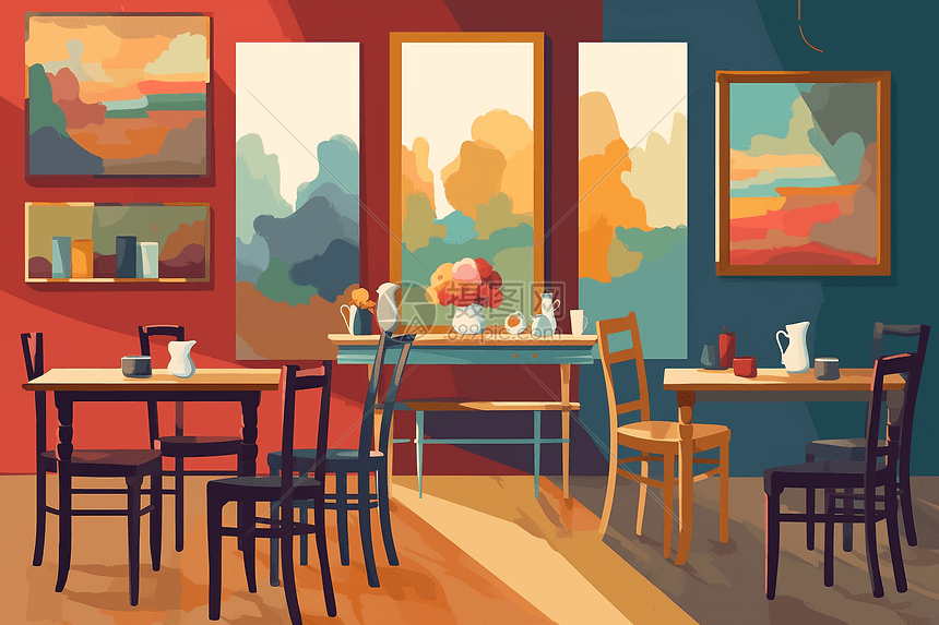 卡通艺术咖啡馆插画图片下载-正版图片600051494-摄图网