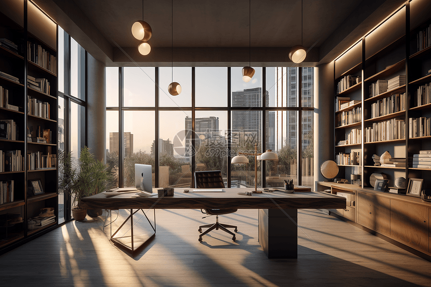 落地窗办公室高清图片下载-正版图片600052340-摄图网