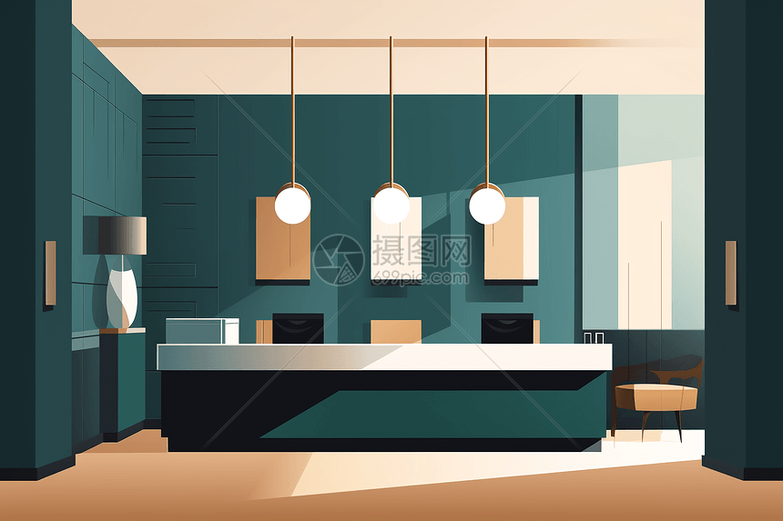 极简主义接待前台插画图片下载-正版图片600052773-摄图网