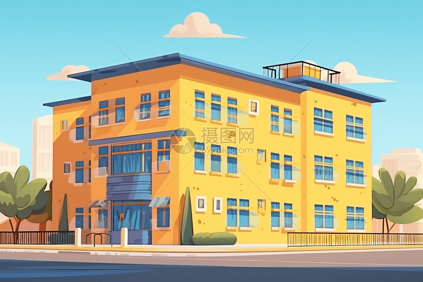 卡通学校宿舍插画图片下载-正版图片600055308-摄图网