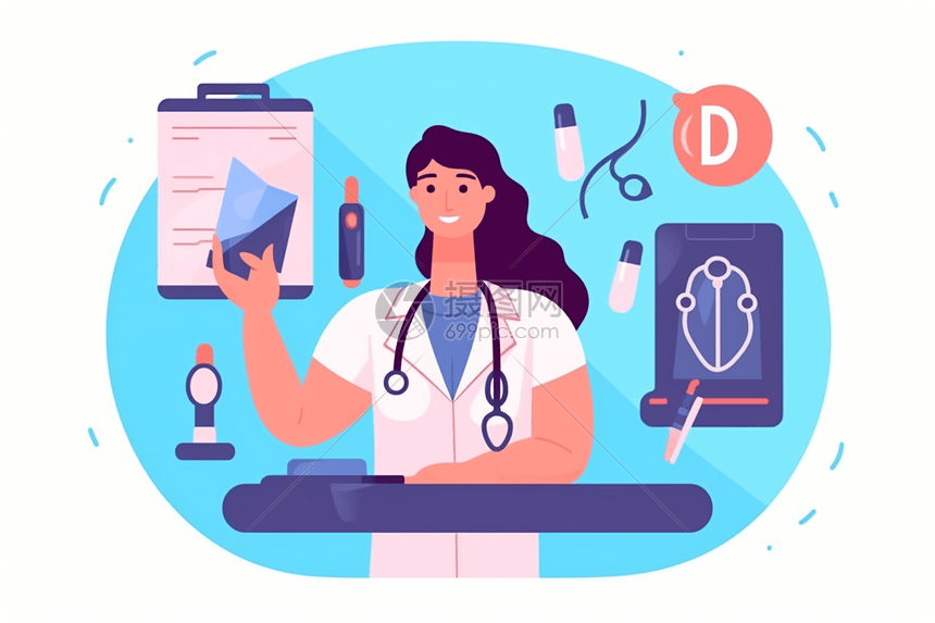 内分泌科医生平面矢量图插画图片下载-正版图片600057471-摄图网
