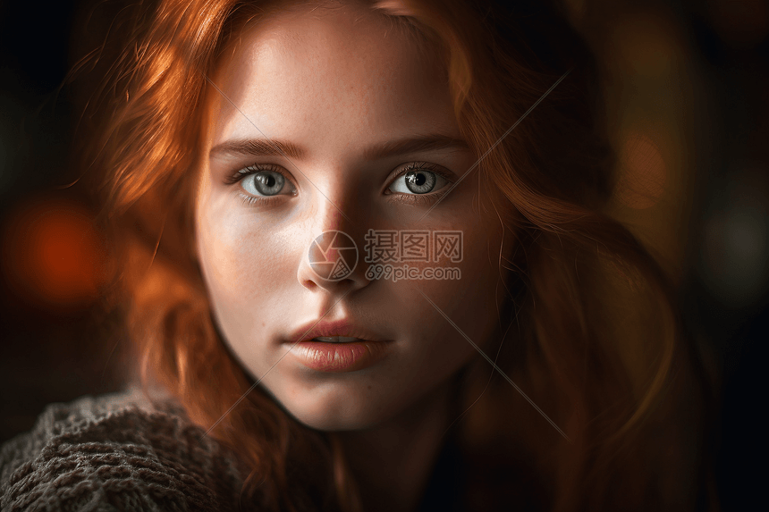 柔和灯光下的女生正面照高清图片下载-正版图片600061102-摄图网