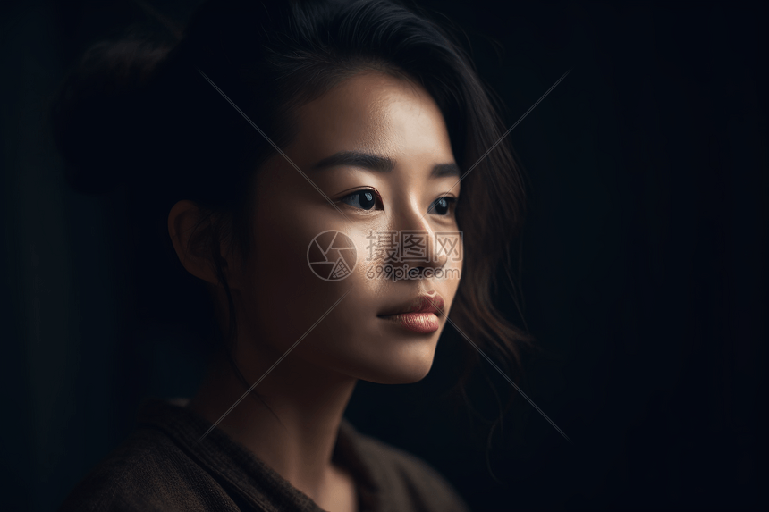 女孩脸部侧面特写高清图片下载-正版图片600062139-摄图网