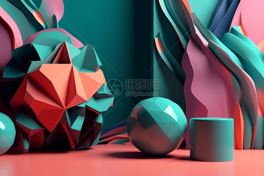 3d几何模型图片素材-正版创意图片600064472-摄图网