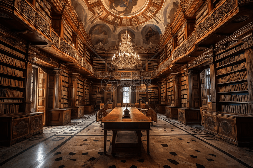华丽的图书馆插画图片下载-正版图片600064971-摄图网