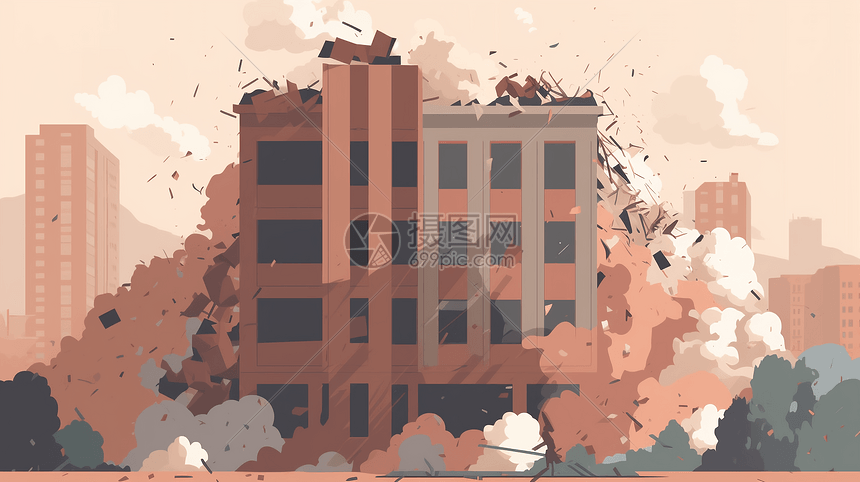 建筑物拆除插画图片下载-正版图片600065734-摄图网