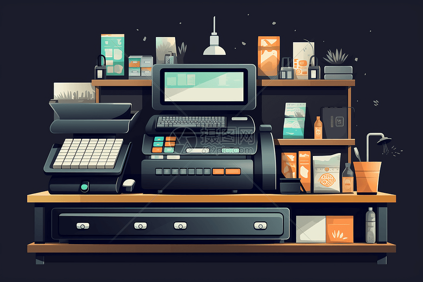 黑色的POS收银机图片素材-正版创意图片600066472-摄图网