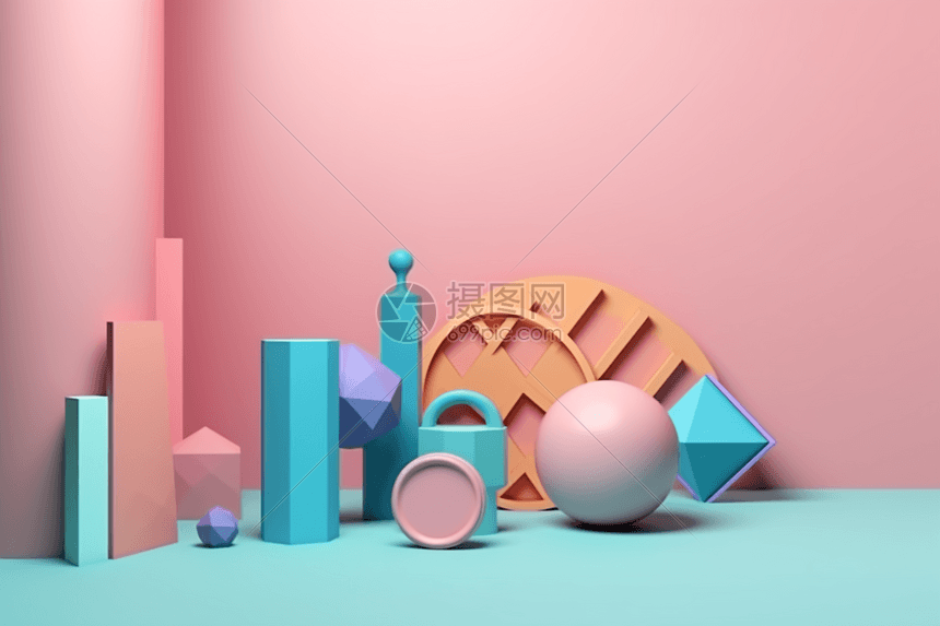 立体模型组合背景图片素材-正版创意图片600067304-摄图网