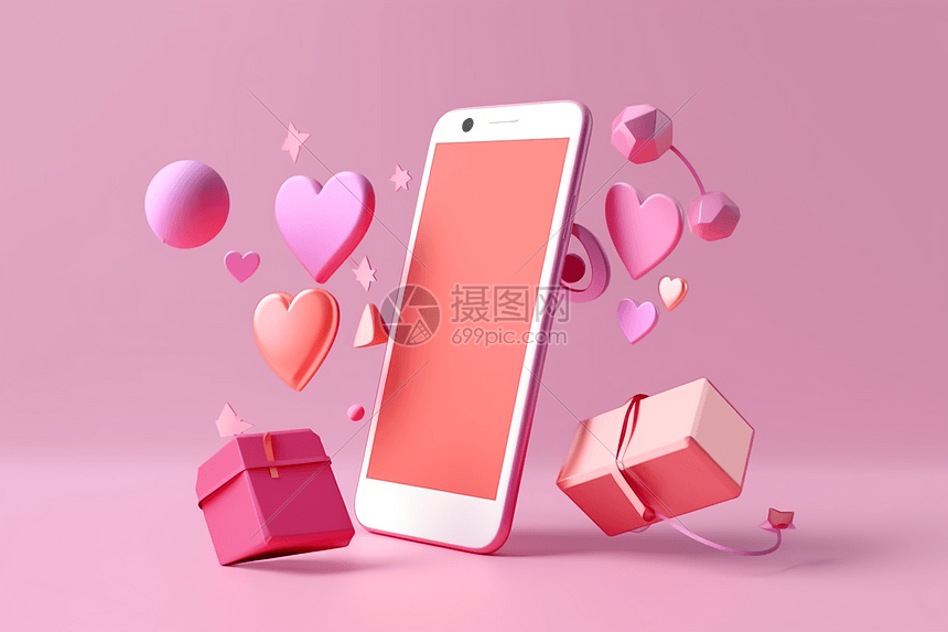 手机和礼品盒模型图片素材-正版创意图片600067315-摄图网