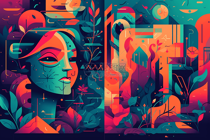 对比强烈的抽象艺术插画图片下载-正版图片600067839-摄图网