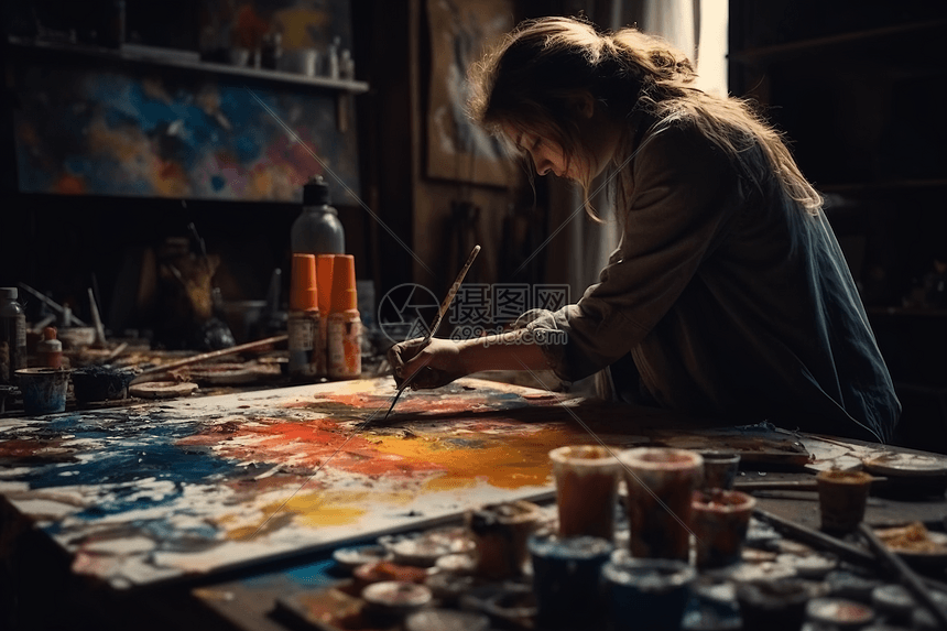 在画画的人高清图片下载-正版图片600068325-摄图网