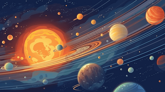 太阳系中的行星插画图片下载-正版图片600072093-摄图网
