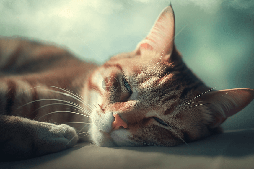 一只睡觉的猫咪插画图片下载-正版图片600074538-摄图网