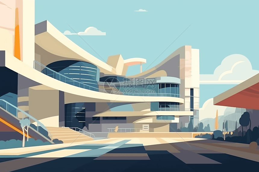 博物馆的公共空间卡通插图插画图片下载-正版图片600082976-摄图网