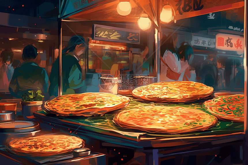 街边的葱油饼插画图片下载-正版图片600083819-摄图网