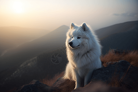 山上的萨摩耶高清图片下载-正版图片600084421-摄图网