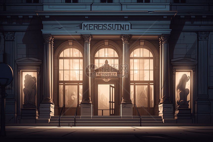 博物馆的正门卡通插图插画图片下载-正版图片600085158-摄图网