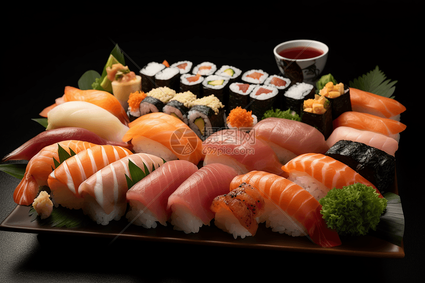 寿司拼盘特写图高清图片下载-正版图片600085305-摄图网