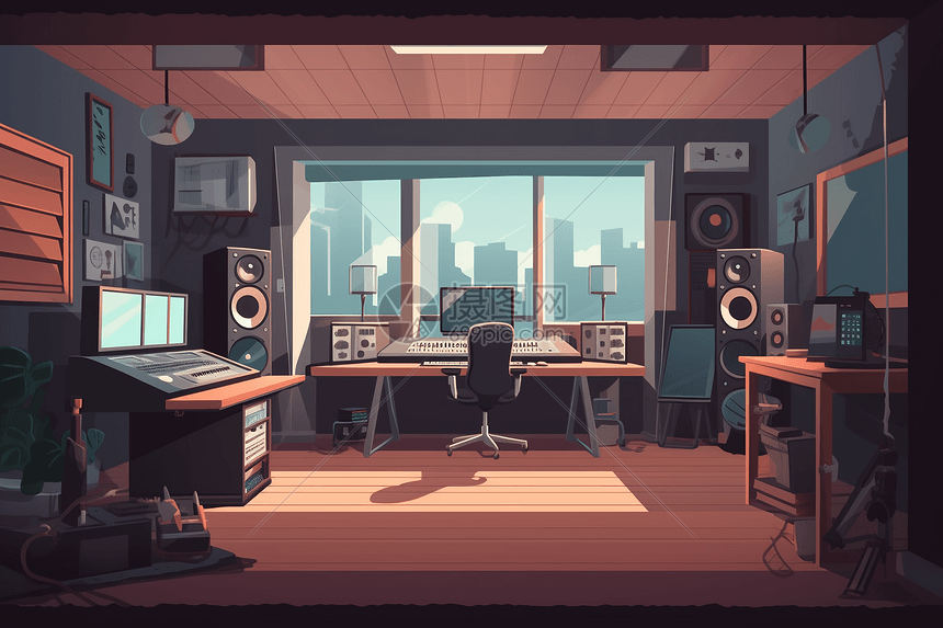 录音室平面插画插画图片下载-正版图片600085483-摄图网
