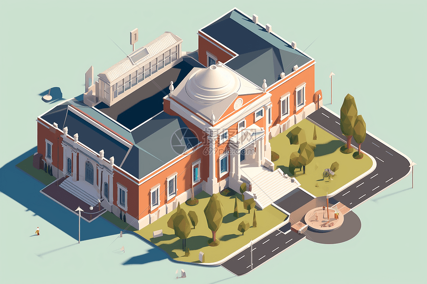 博物馆的平面卡通插图插画图片下载-正版图片600086480-摄图网