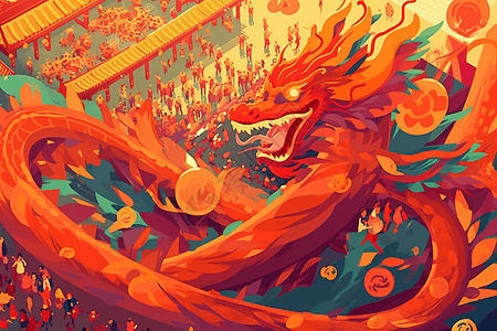 舞龙简笔画图片_舞龙简笔画素材图片大全_摄图网