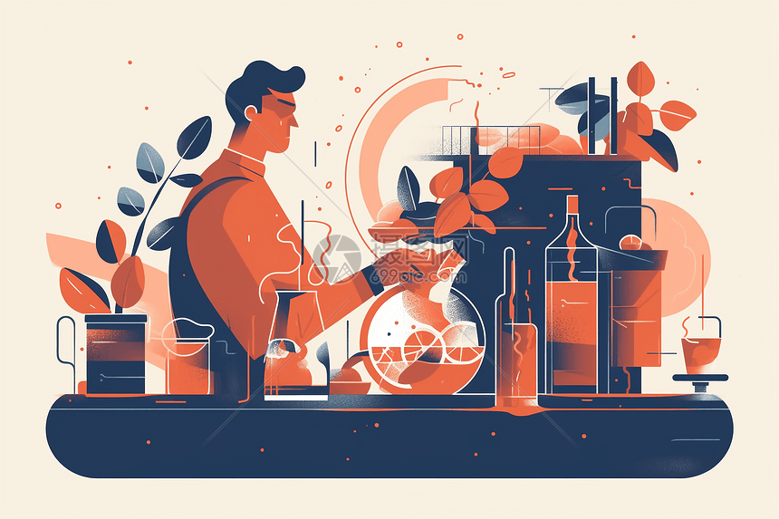 调酒的男人插画图片下载-正版图片600091013-摄图网