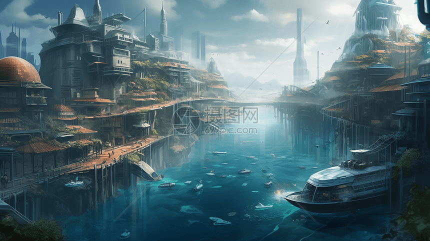 未来海洋大都市3D图插画图片下载-正版图片600091788-摄图网