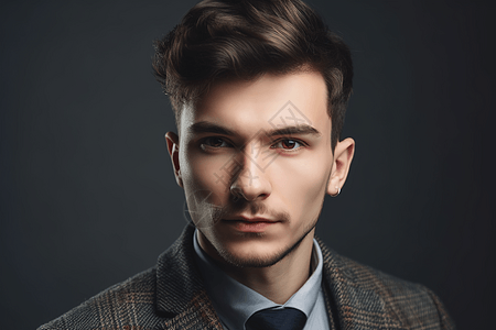 一个严肃的年轻男人头像。高清图片下载-正版图片600106187-摄图网