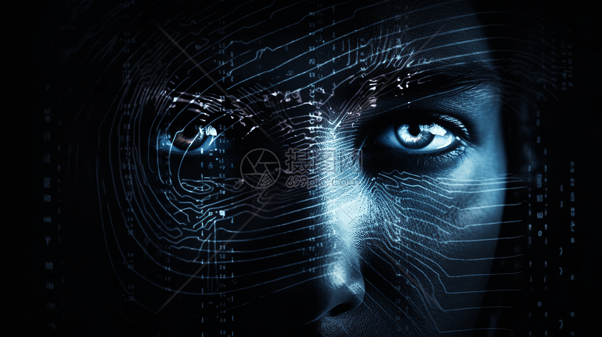 人工智能人脸识别科技图片素材-正版创意图片600096980-摄图网