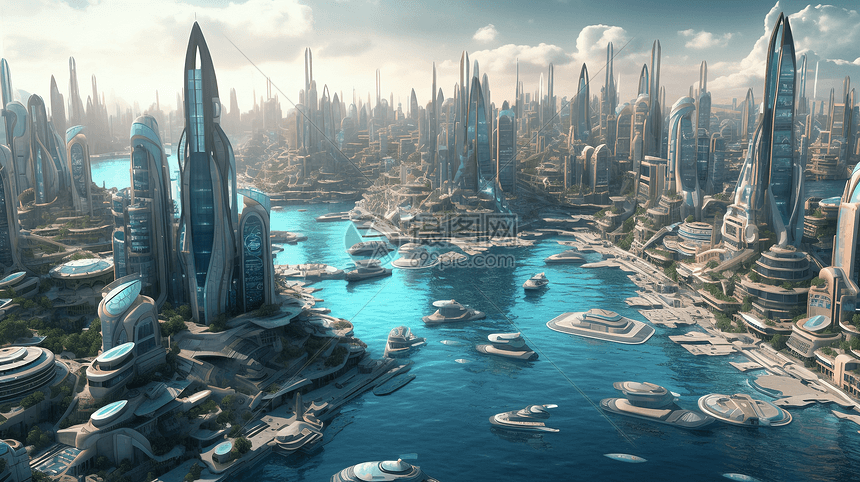 未来城市海洋发电厂图片素材-正版创意图片600103968-摄图网