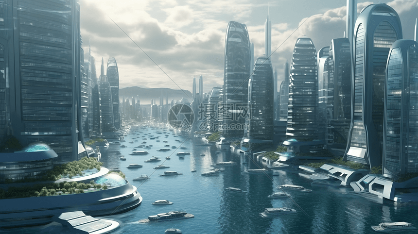 未来城市海洋发电场概念图图片素材-正版创意图片600103969-摄图网