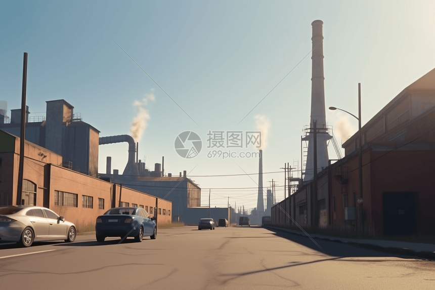 工作中的工厂烟囱插画图片下载-正版图片600105218-摄图网