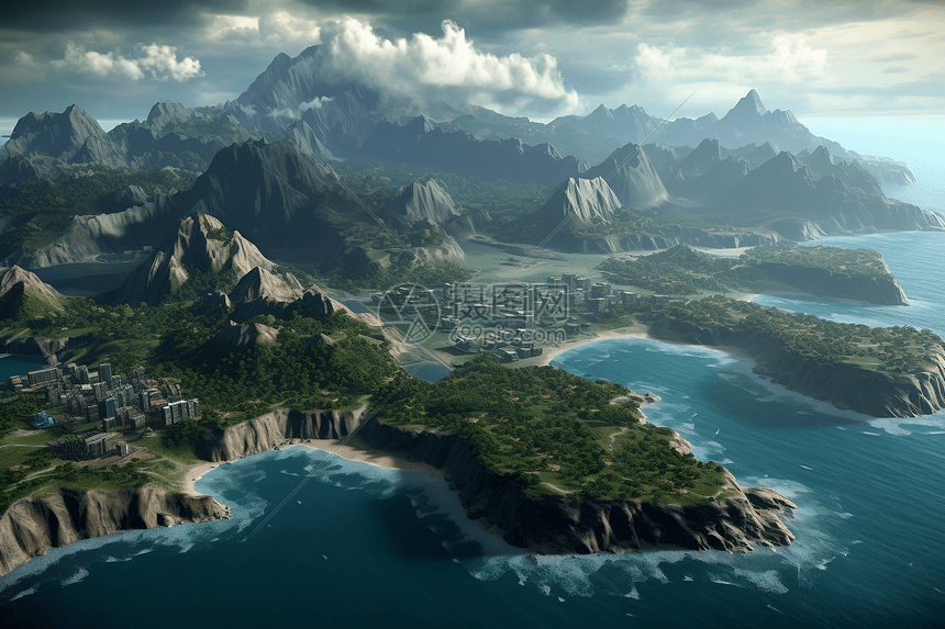 海洋和城市插画图片下载-正版图片600108250-摄图网