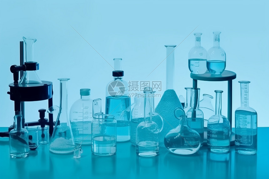 实验室玻璃器皿显微镜布置高清图片下载-正版图片600108558-摄图网