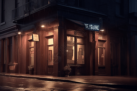 夜晚中的商店高清图片下载-正版图片600109859-摄图网