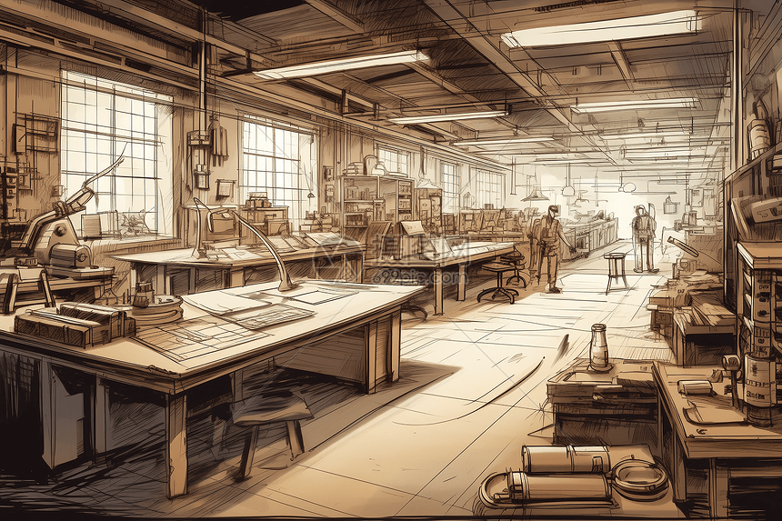 工业设计师车间插画图片下载-正版图片600112106-摄图网