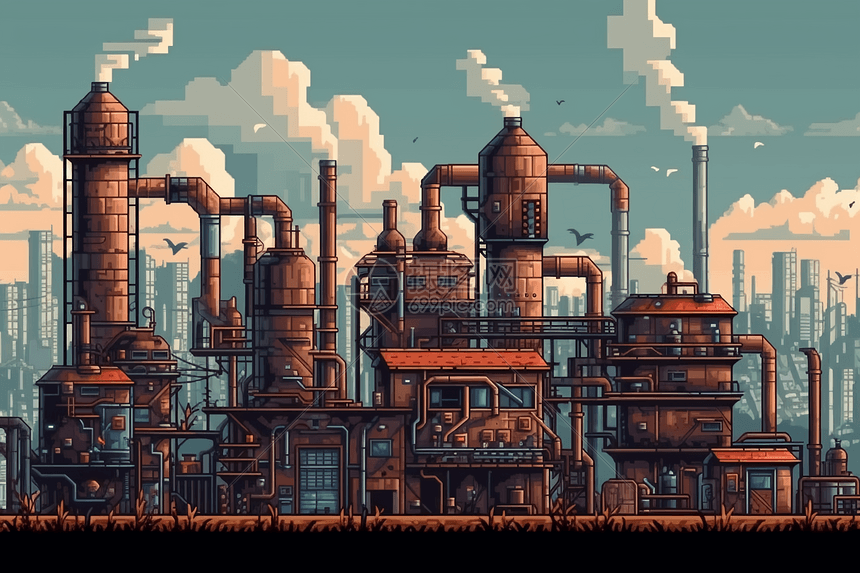 带有烟囱的工厂插画图片下载-正版图片600113261-摄图网