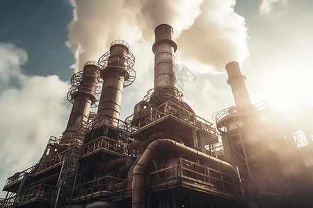 正在排气的工业烟囱高清图片下载-正版图片600112170-摄图网