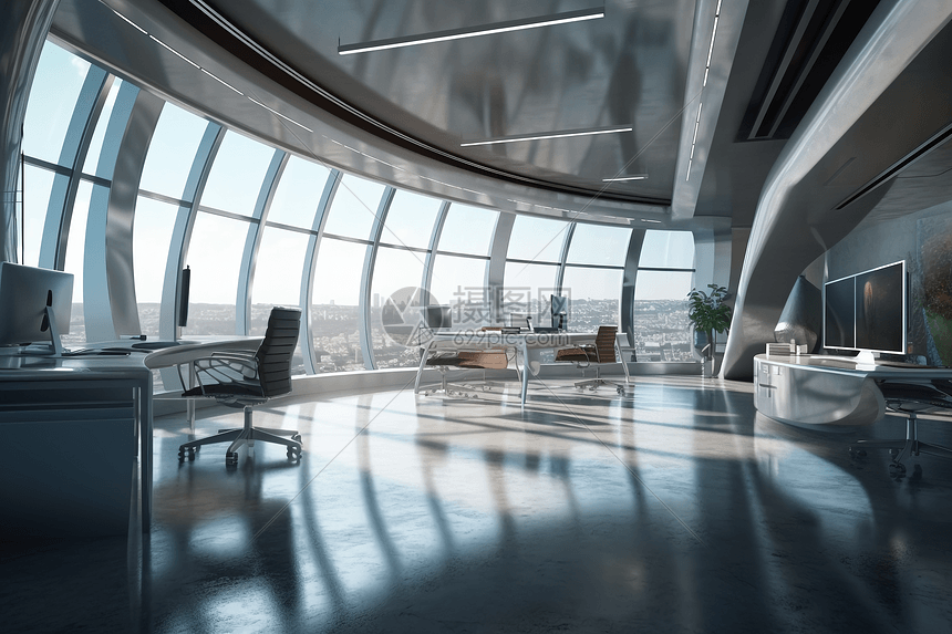 拱形落地窗办公室图片素材-正版创意图片600117902-摄图网