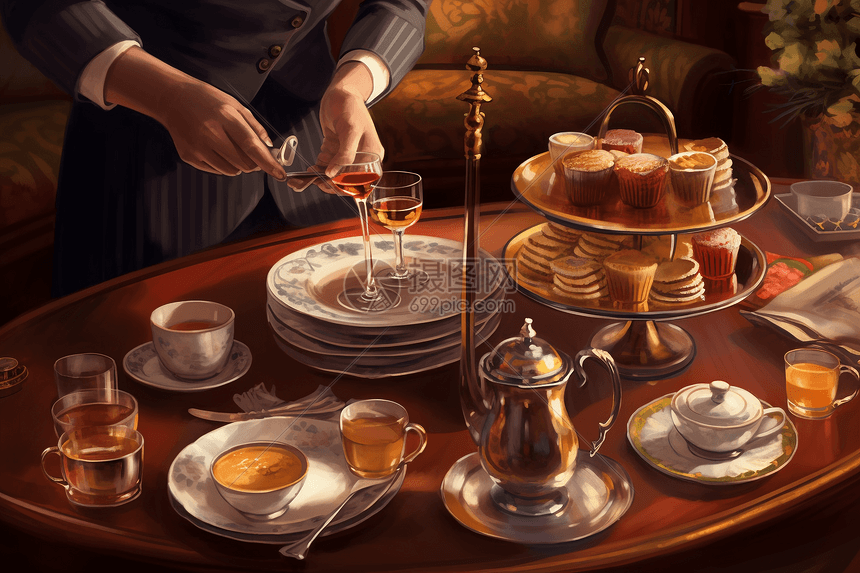 英式下午茶插画图片下载-正版图片600118281-摄图网