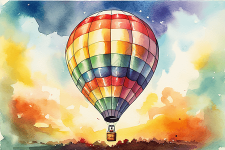水彩画的热气球插画图片下载-正版图片600118362-摄图网