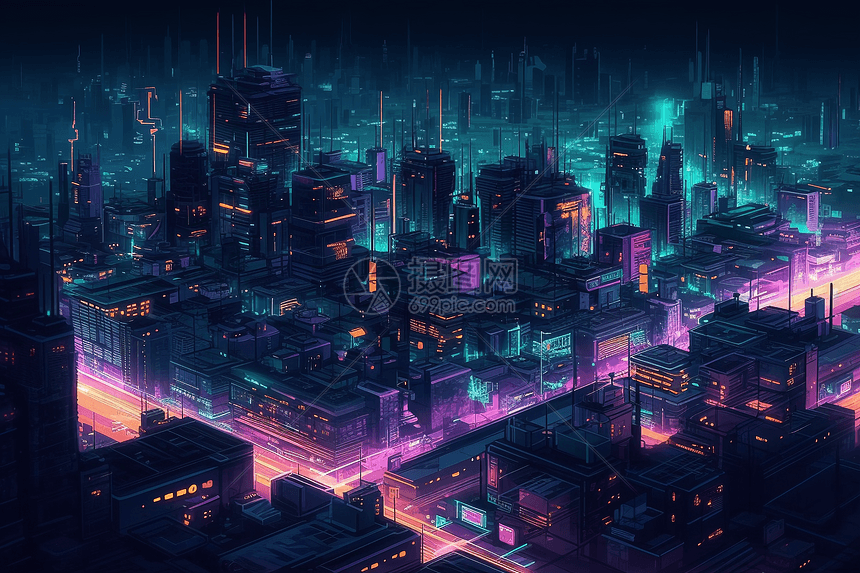 繁华的二元城市景观图片素材-正版创意图片600121205-摄图网