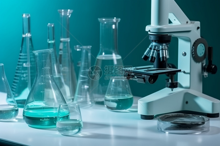 实验室玻璃器皿显微镜布置高清图片下载-正版图片600123978-摄图网