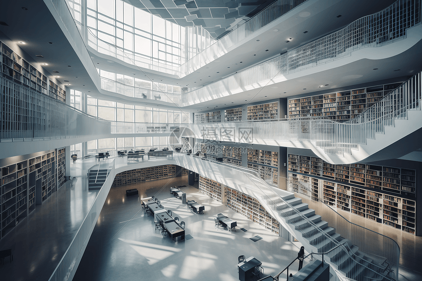现代图书馆的全景高清图片下载-正版图片600125296-摄图网