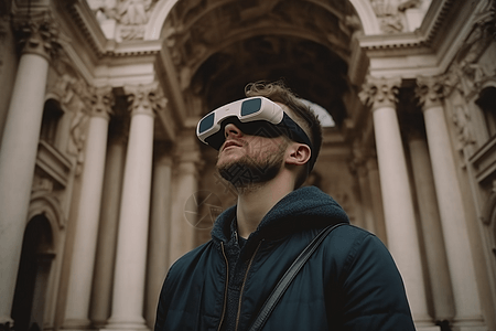 用VR技术参观博物馆图片素材-正版创意图片600125702-摄图网