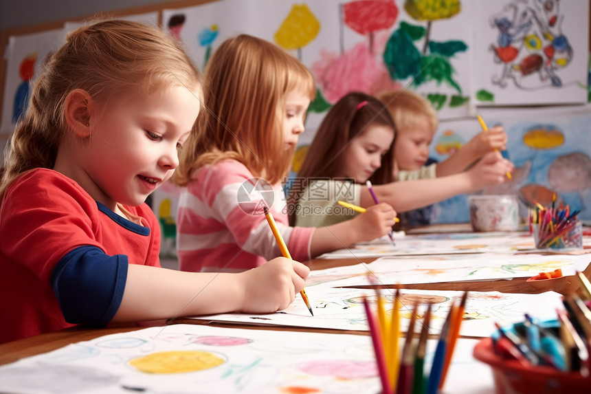 儿童绘画班高清图片下载-正版图片600129604-摄图网